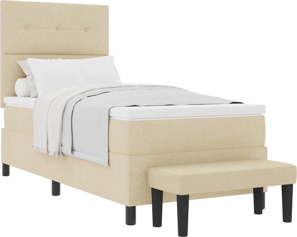 Postel s boxspringem s čelo Krémová 80 x 200 cm textil 3344028