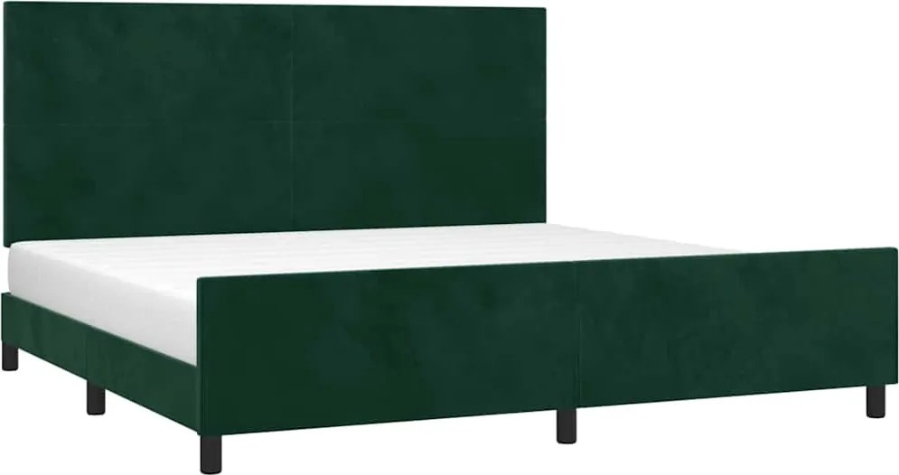 Rám postele bez matrace tmavě zelená 200 x 200 cm samet 3125656