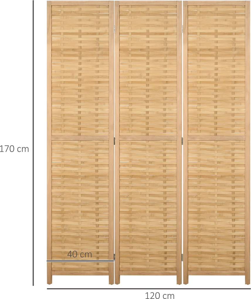 HOMCOM Paraván do pokoje 3-dílný skládací paraván z bambusu 120x170cm do obývacího pokoje nebo ložnice v přírodě | Aosom.de