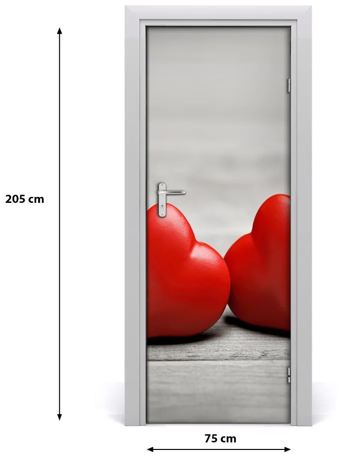 Fototapeta na dveře srdce na dřevě 75x205 cm