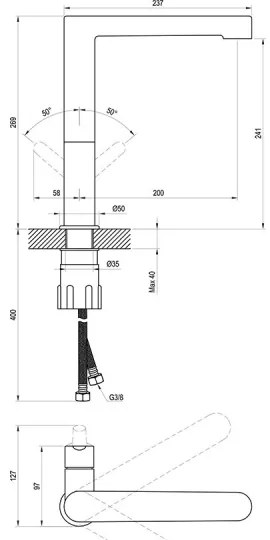 Ravak X070183 - Umyvadlová baterie PURI 26,9 cm černá