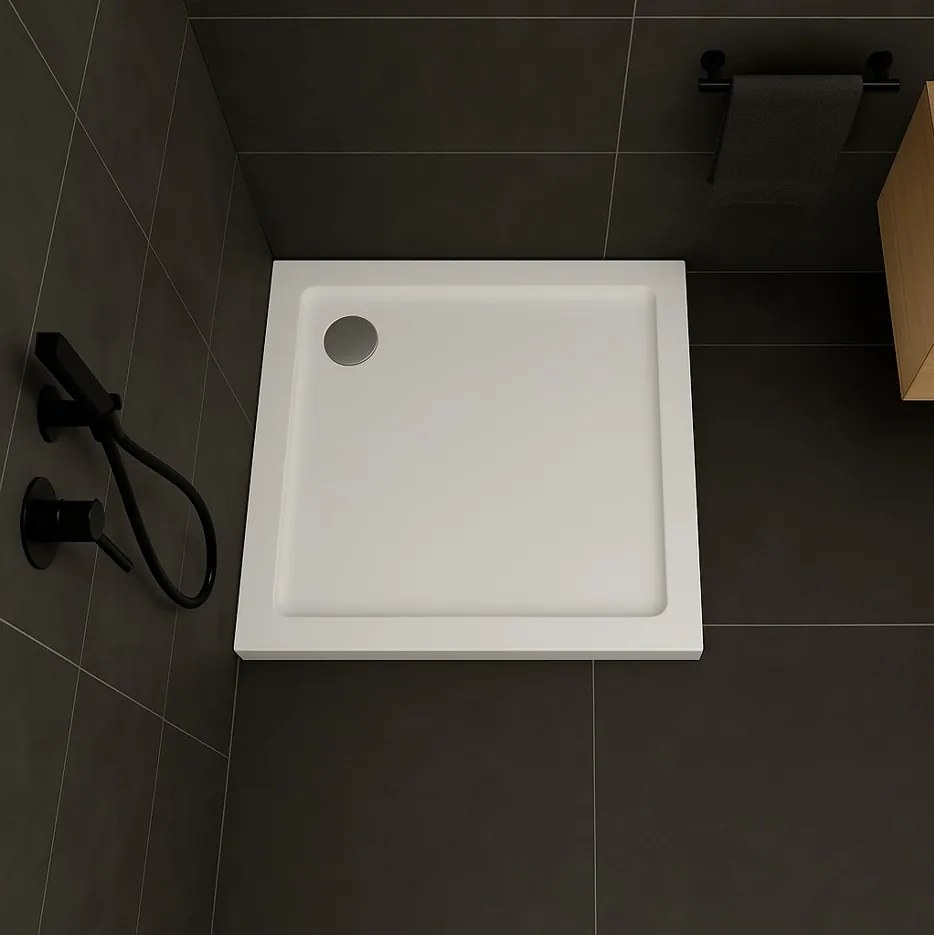 Erga Laos, čtvercová sprchová vanička 90x90x5cm, akrylát, bílá lesklá, ERG-V06-ACR-9090S-WH-CR