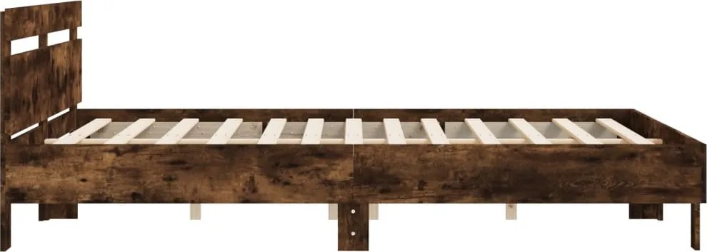 Rám postele s čelem kouřový dub 160 x 200 cm kompozitní dřevo 3207410