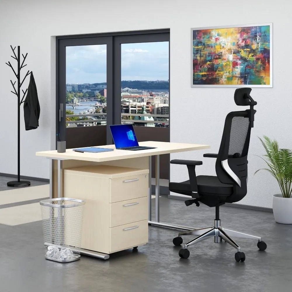 Sestava kancelářského nábytku Visio 1, 140 cm, javor