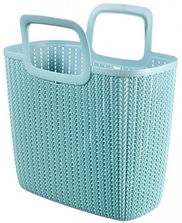 Plastová designová nákupní taška, styl háčkování, modrá
