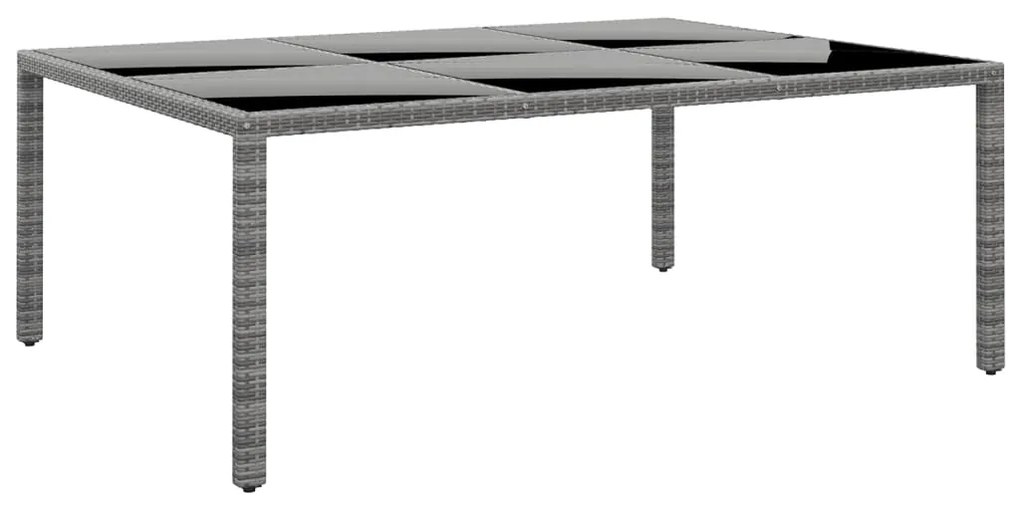 Zahradní stůl 200 x 150 x 75 cm tvrzené sklo a polyratan šedý 310587