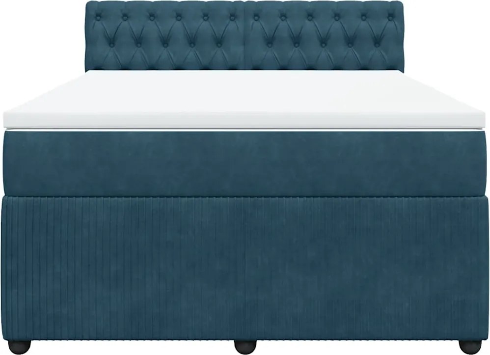 Box spring postel s matrací modrá 140 x 200 cm samet 3287768