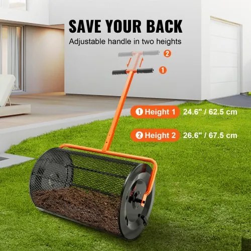 Rozmetadlo kompostu, 62–65 cm výškově nastavitelná rukojeť, 61 cm