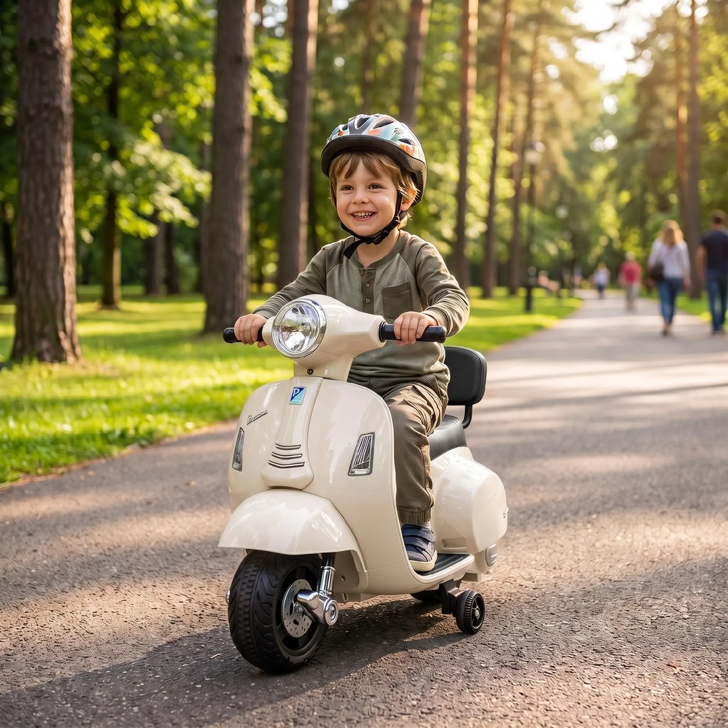 AIYAPLAY Elektro motorka pro děti Mini Vespa GTS 6V s lithiovou baterií, ergonomické sedadlo, opěrka zad, 1,5-3 roky 370-484V90WT