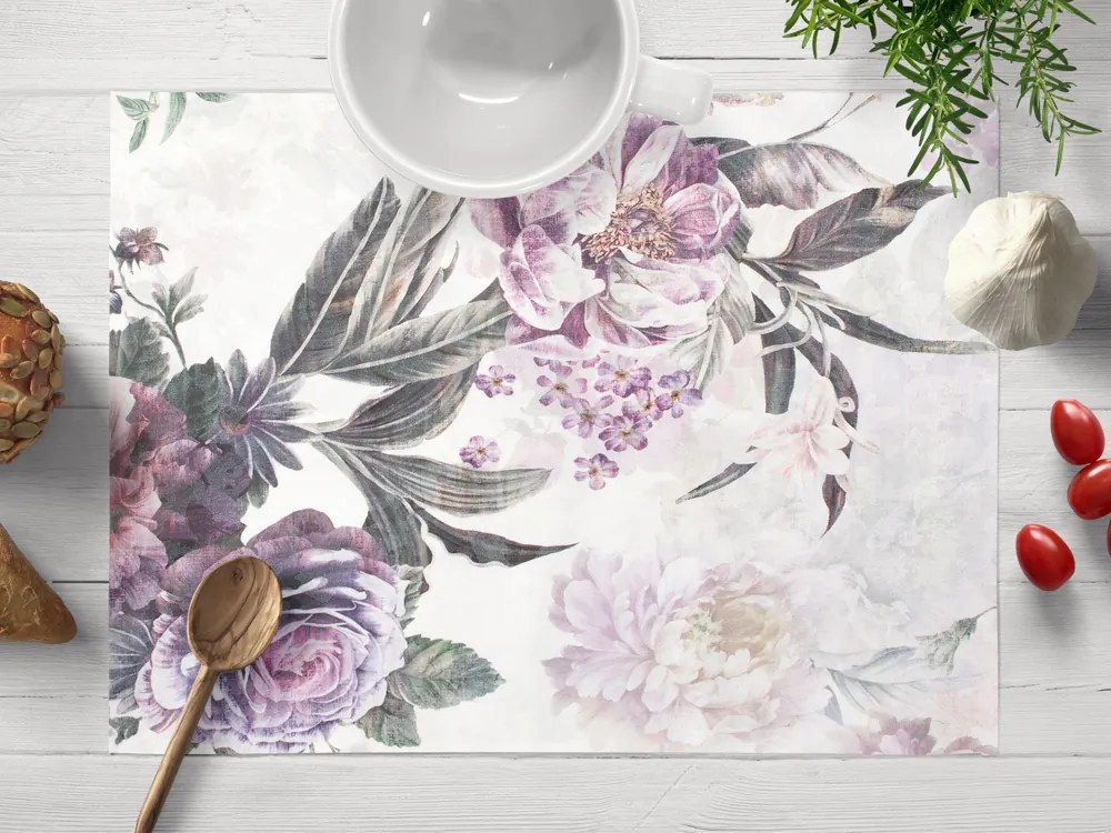 Biante Dekorační prostírání na stůl BM-009 Velké fialové květy 35x45 cm