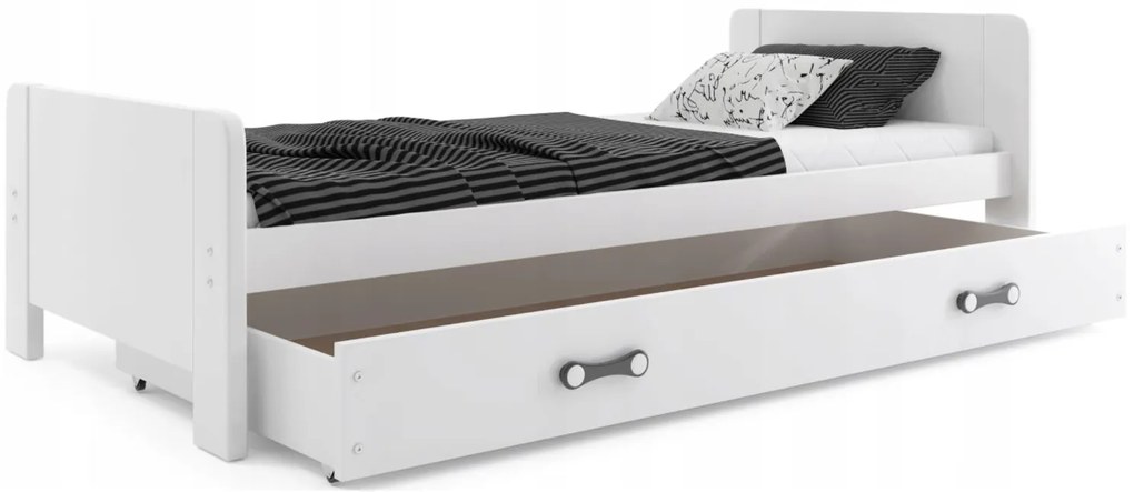 Dětská postel DAREK se šuplíkem 200x80 cm - bílá