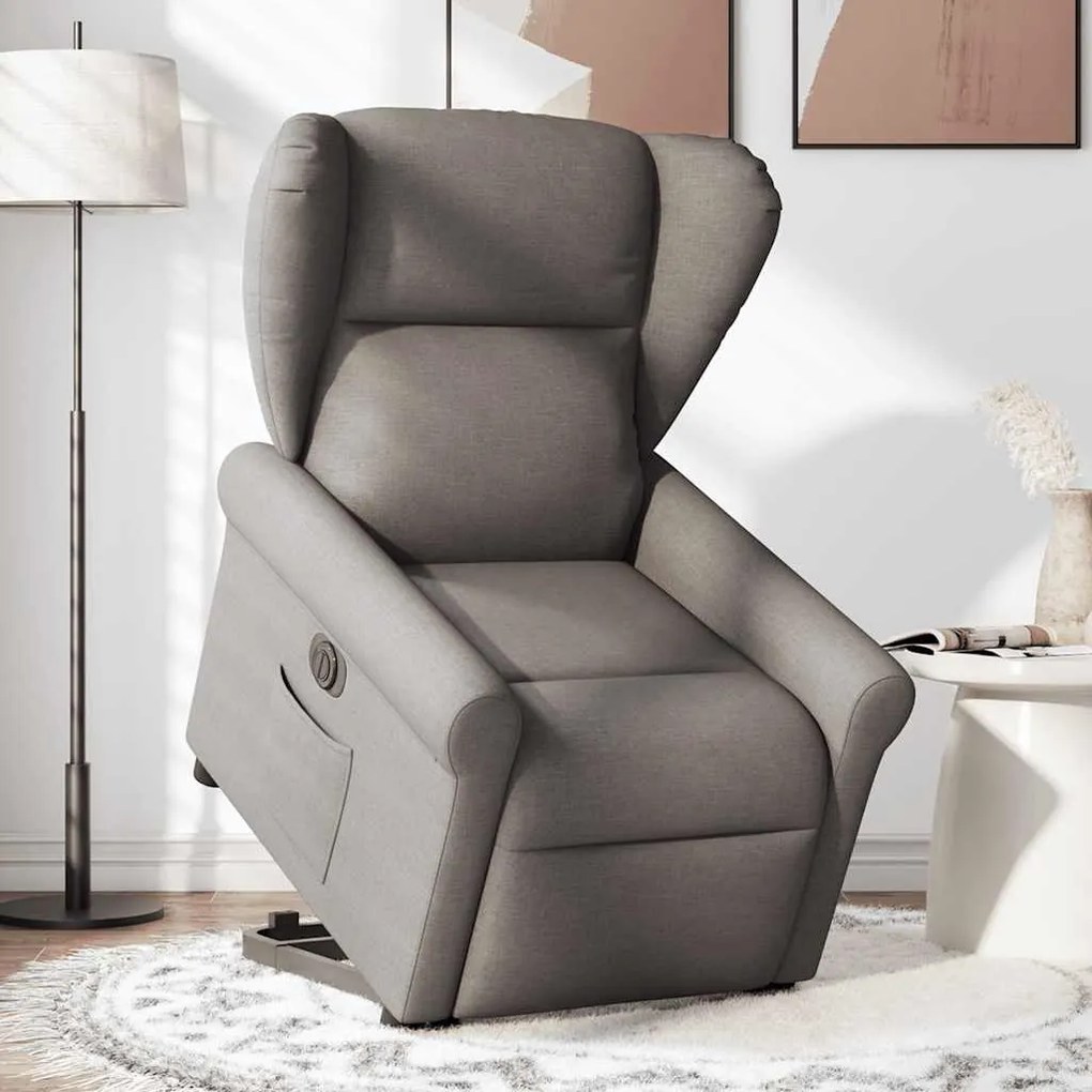 Elektrické zvedací polohovací křeslo taupe textil 3303401