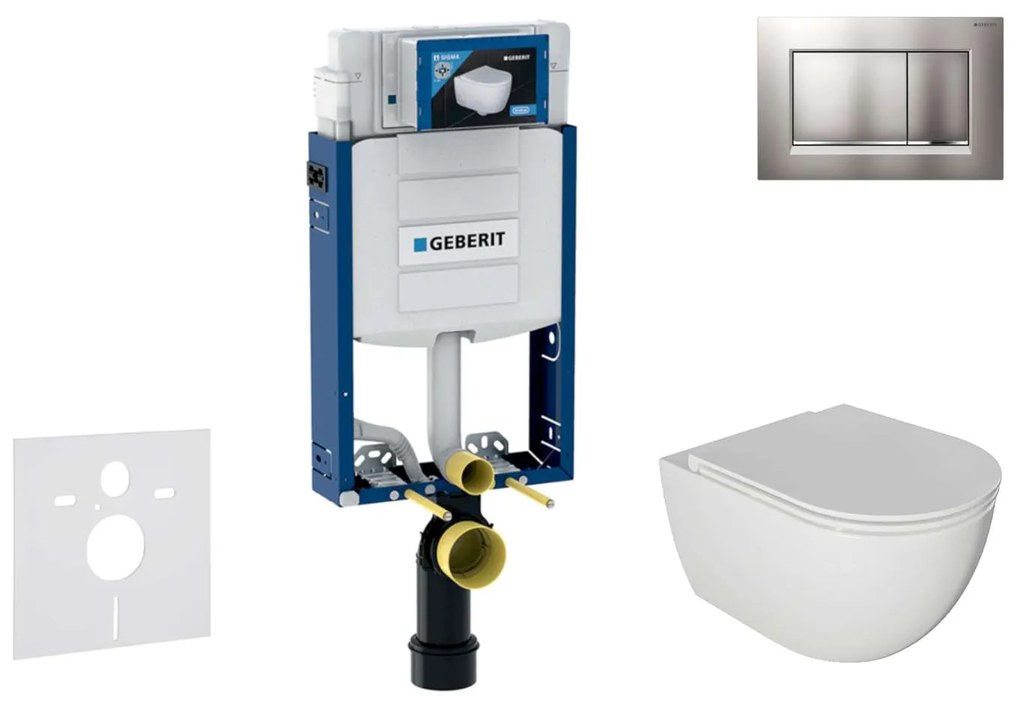 Geberit Kombifix - Set předstěnové instalace, klozetu Oudee a sedátka softclose, tlačítko Sigma20, lakovaný chrom mat/chrom SANI15CA1116