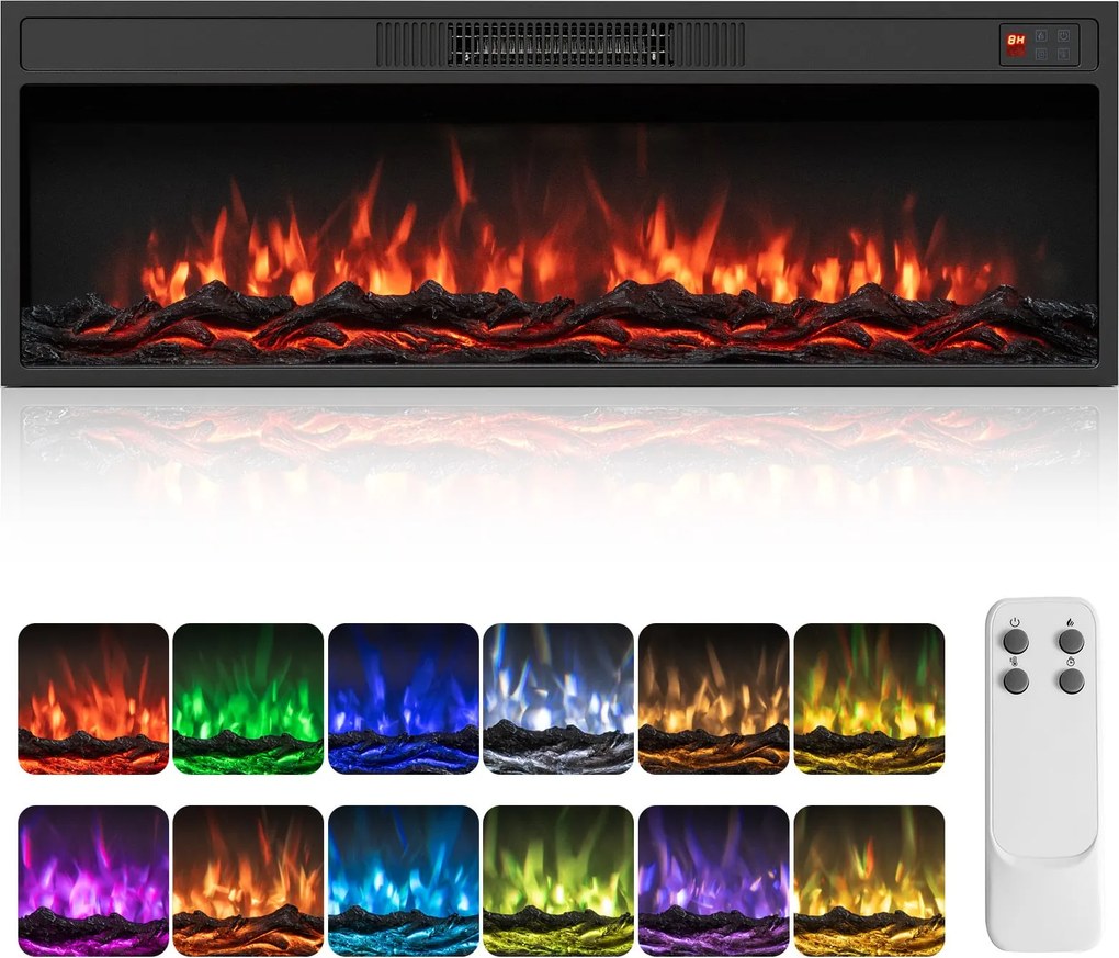 Costway Nástěnný elektrický krb 102 cm s termostatem, 1500 W