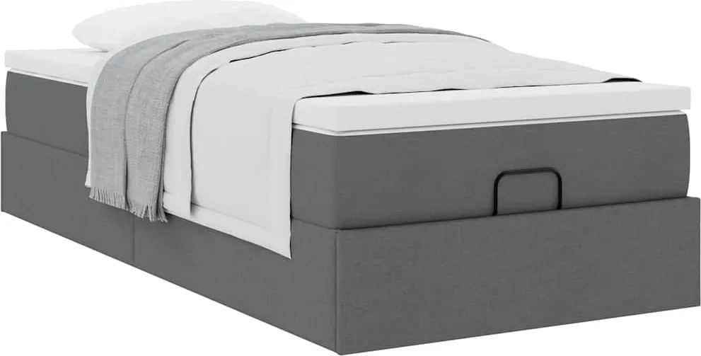 Osmanský rám postele s matrací tmavě šedá 80x200cm textil 3311065