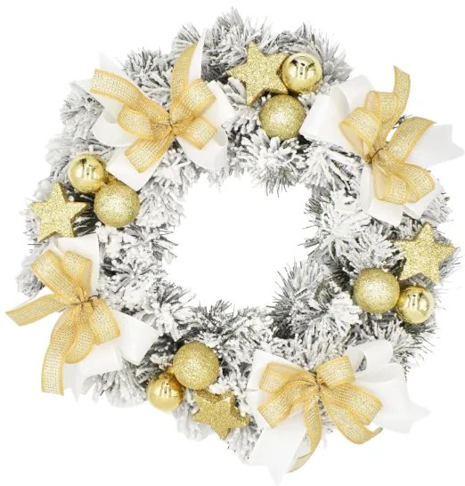 Zasněžený adventní věnec Zlatý 25cm