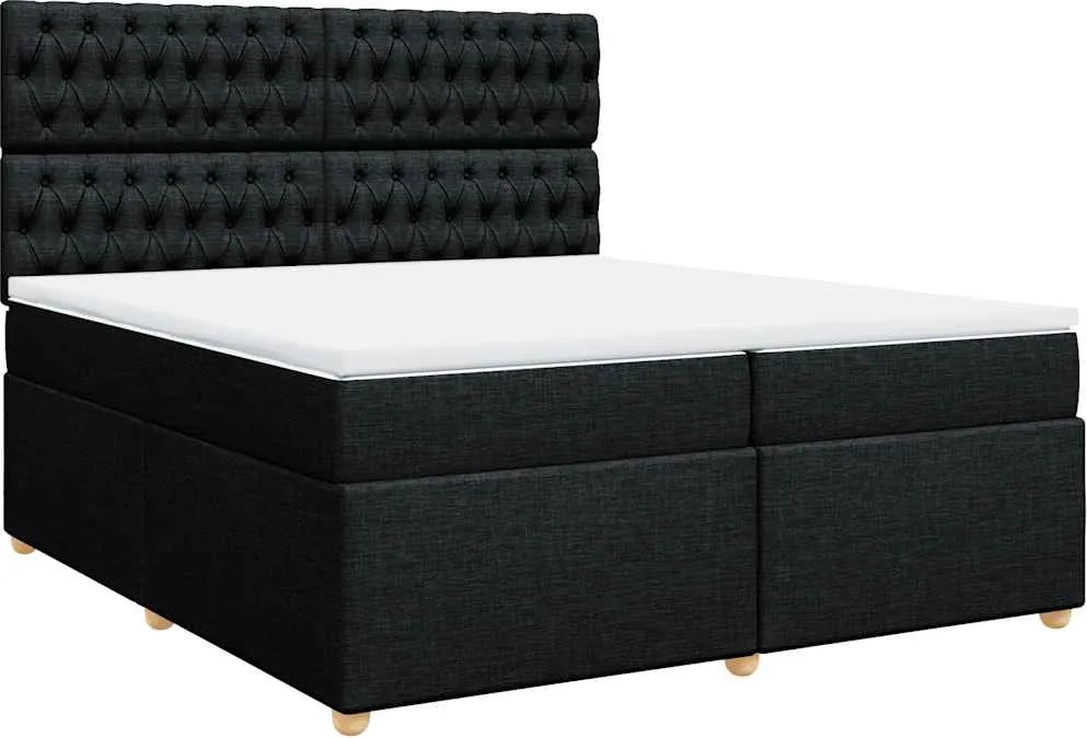 Box spring postel s matrací černá 200x200 cm textil 3293696
