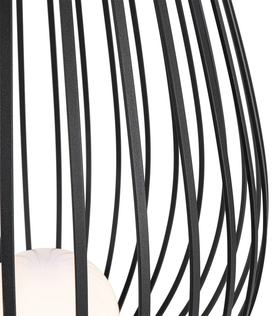 Designová stojací lampa černá s opálem 110 cm - Angela