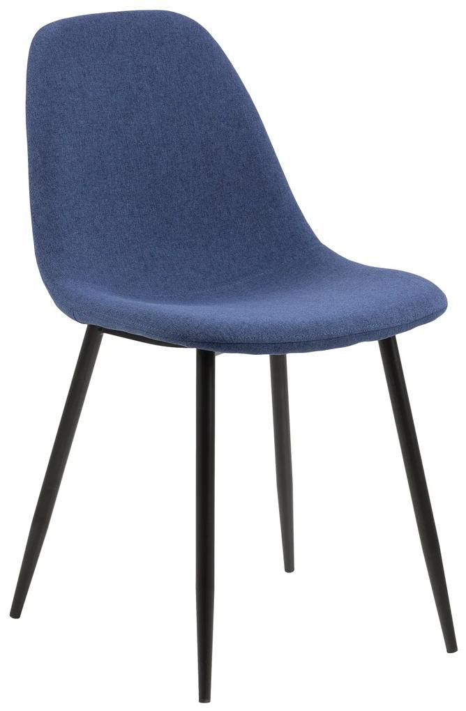 SCANDI Tmavě modrá čalouněná jídelní židle Wanda s černou podnoží