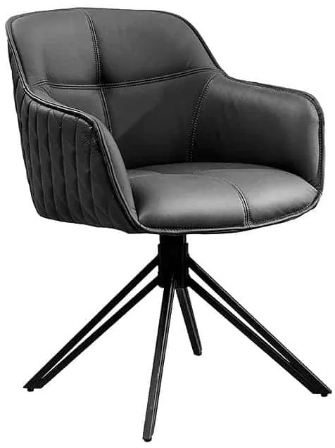 Designová otočná židle Natasha černá kůže