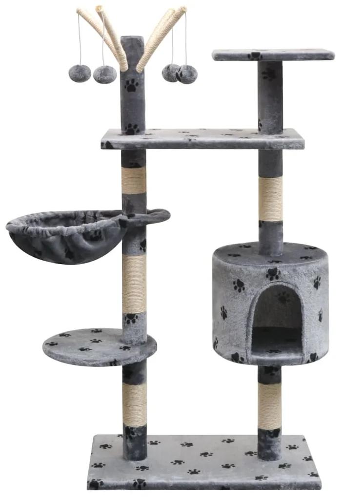170481 vidaXL Škrabadlo pro kočky, sisalové sloupky 125 cm šedá potisk tlapek