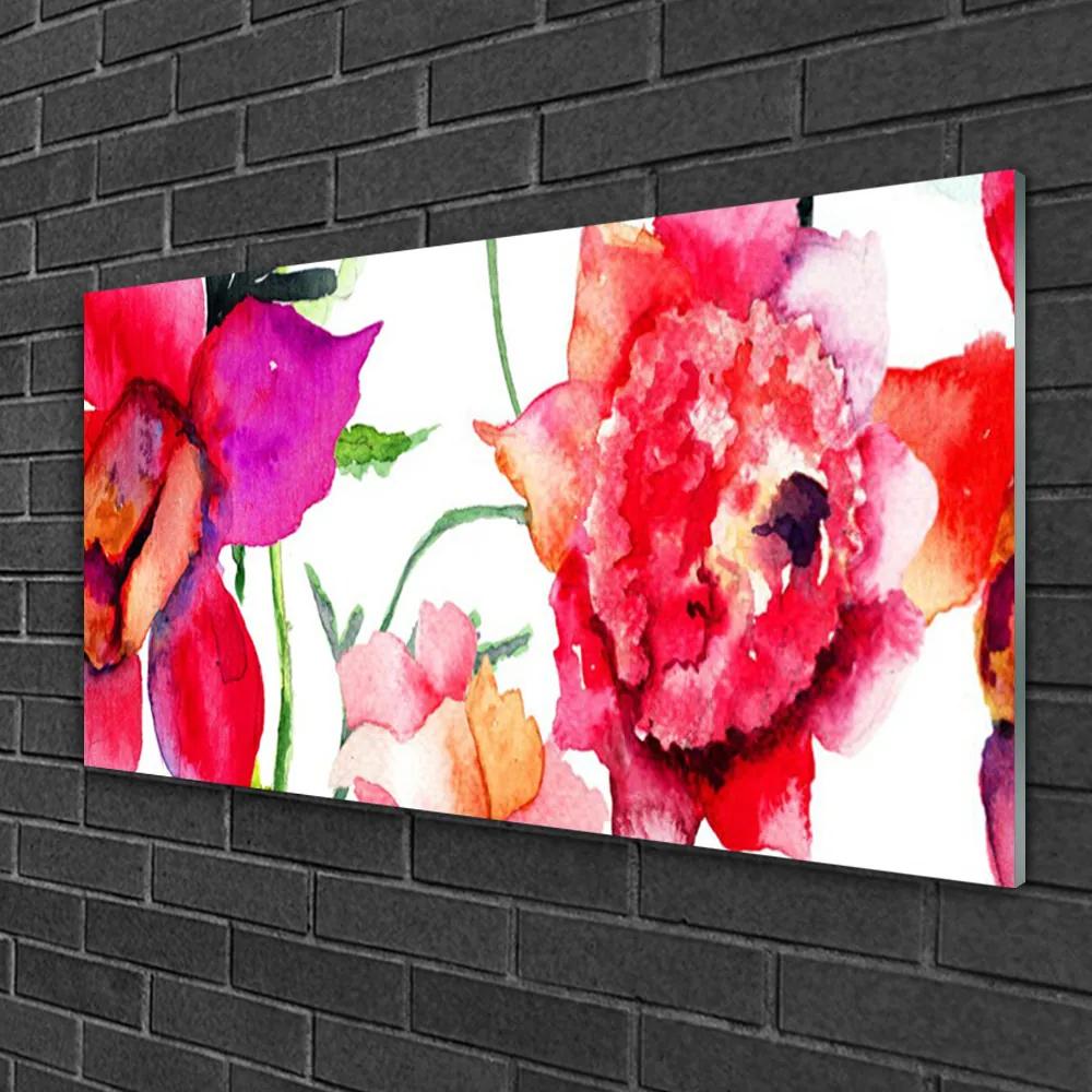 Obraz na skle Květiny Umění 120x60 cm