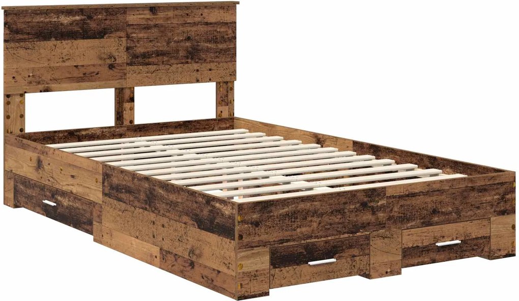 Rám postele s čelo Staré dřevo 120 x 190 cm Kompozitní dřevo 3410929