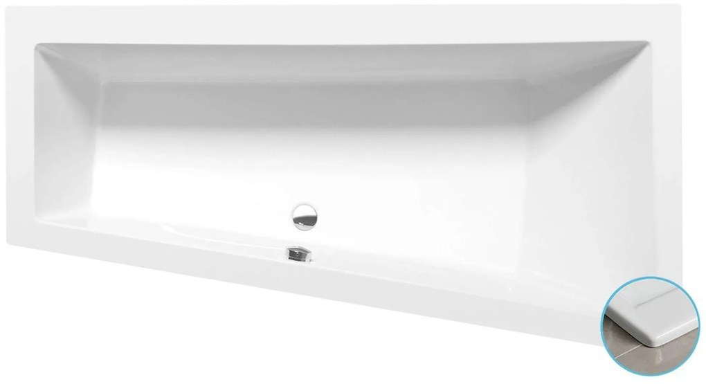 Polysan - Asymetrická vana Andra Slim R, 170x90x45 cm, bílá 81511S