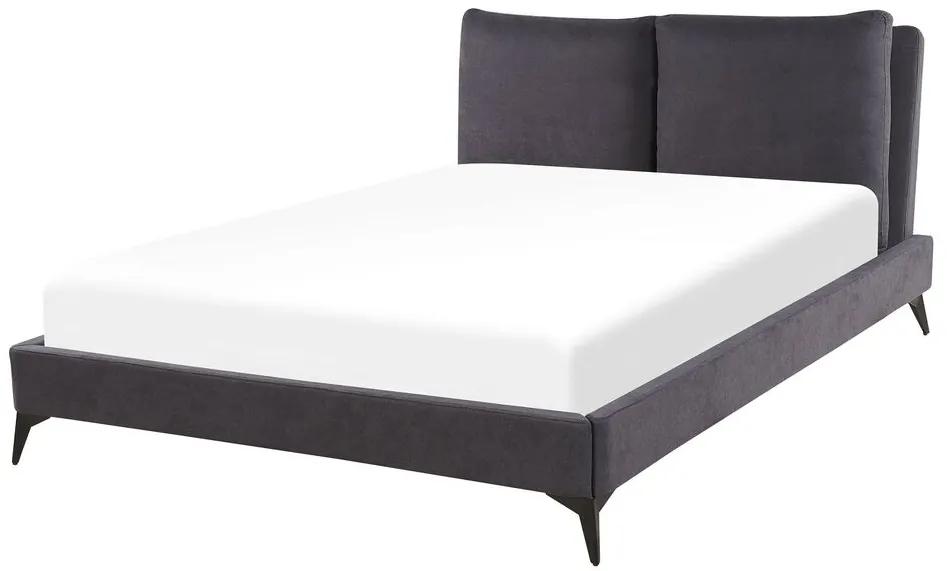Sametová postel 140 x 200 cm tmavě šedá MELLE Beliani