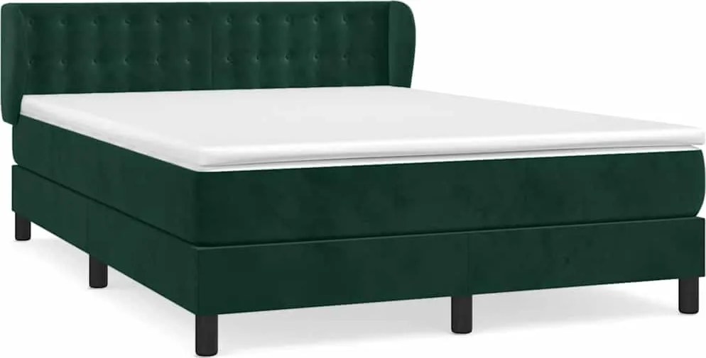 Box spring postel s matrací tmavě zelená 140x190 cm samet 3127730