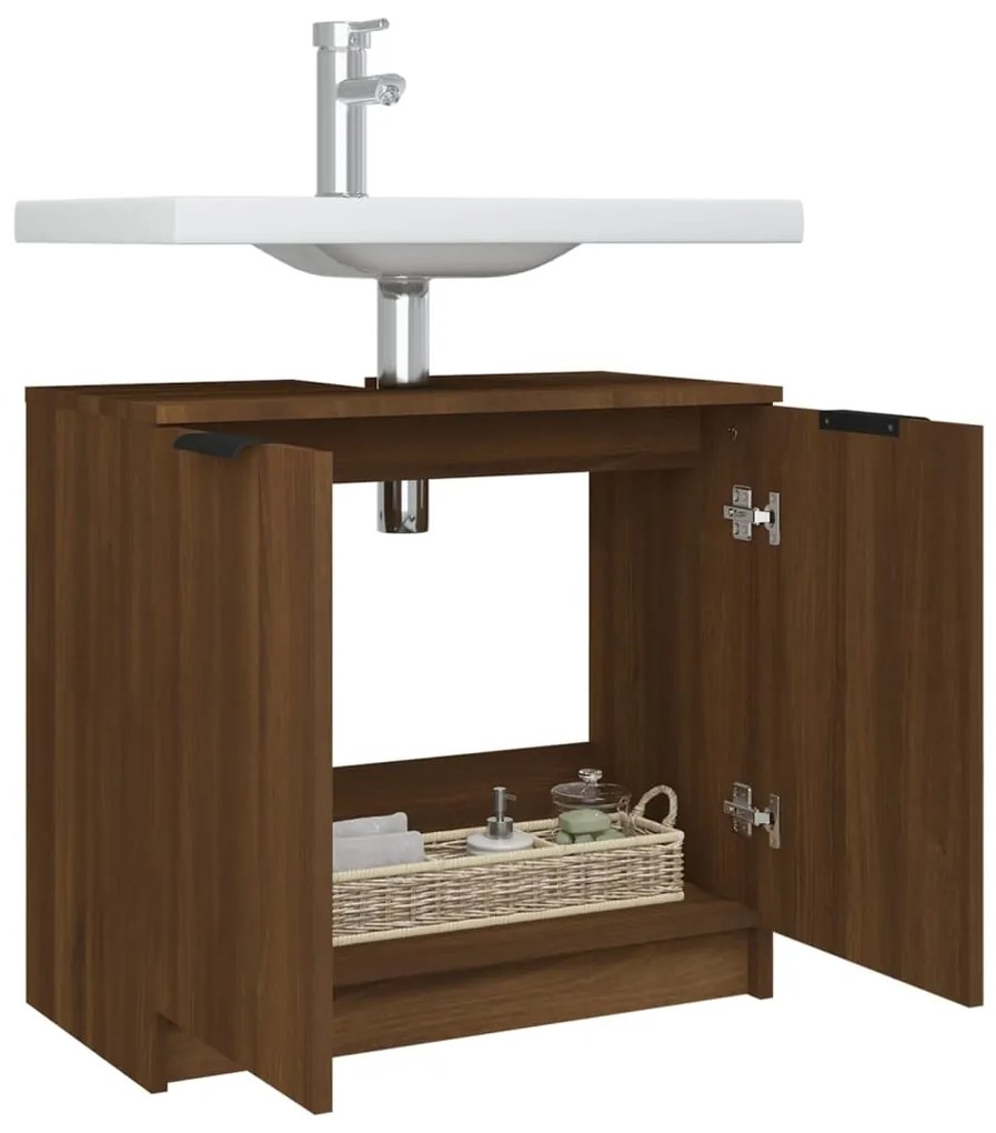 Koupelnová skříňka hnědý dub 64,5x33,5x59 cm kompozitní dřevo - Default Title