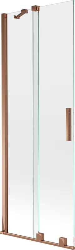 Mexen Velar, 2-křídlová posuvná vanová zástěna 70 x 150 cm, 8mm čiré sklo, růžové zlato, 896-070-000-01-60