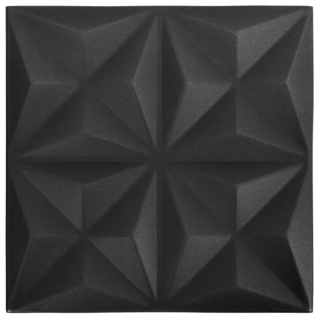 3D nástěnné panely 12 ks 50 x 50 cm origami černé 3 m² - Default Title