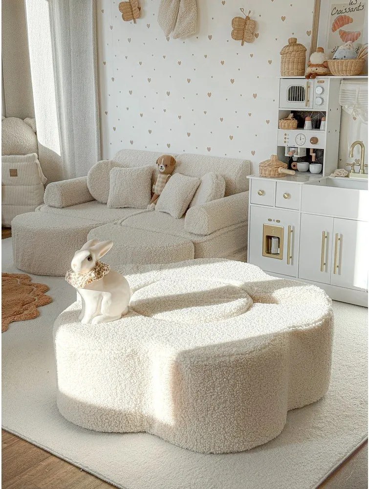 Krémové pěnové hřiště 3 ks z materiálu bouclé výška 27 cm 88x90 cm – Meowbaby