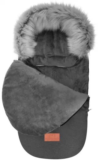 Dětský zimní fusak s kožešinkou 95 x 50 cm, nepromokavý, šedý