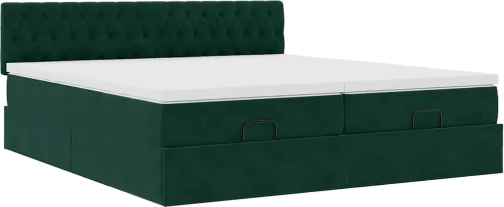 Osmanský rám postele s matracíes tmavě šedá 160x200cm samet 3312938