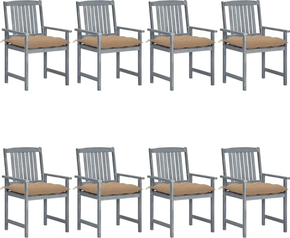 vidaXL Zahradní židle s poduškami 8 ks masivní akáciové dřevo [3078257] Barva: Béžová