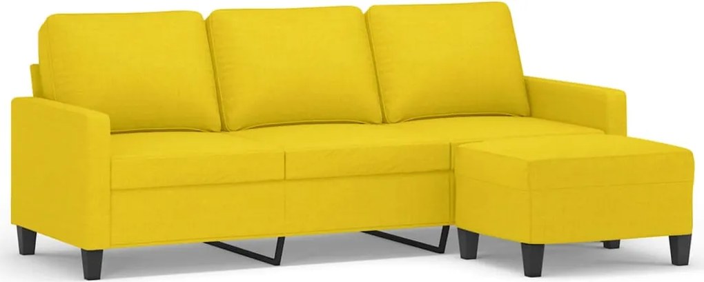 3místná pohovka s podnožkou světle žlutá 180 cm textil 3201042