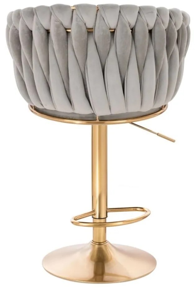LuxuryForm DESIGN Barová židle NORDEN VELUR na zlaté kulaté podstavě - světle šedá