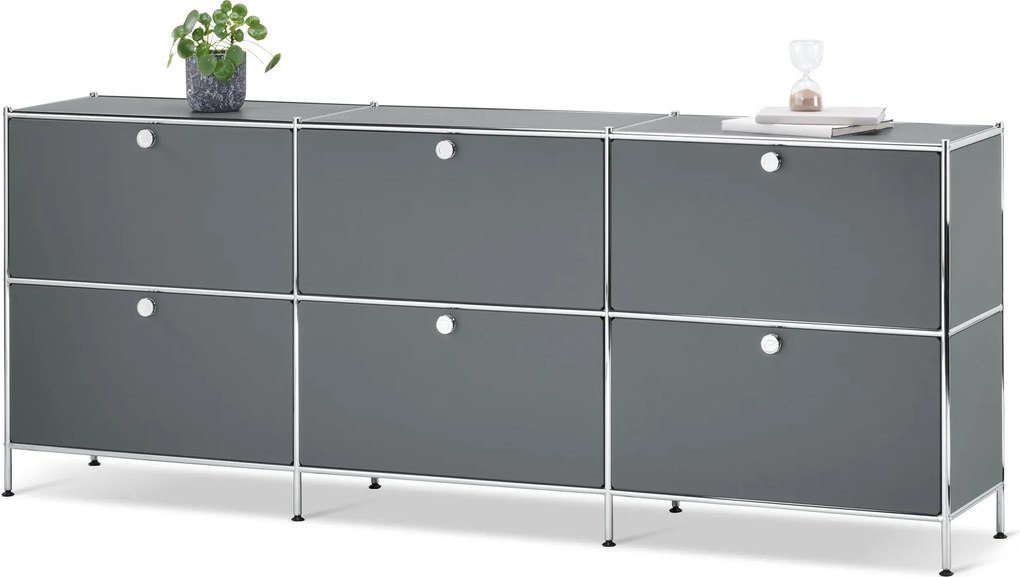 Tchibo - Odkládací skříňka CN3 se 6 výklopnými dvířky - barva: šedá