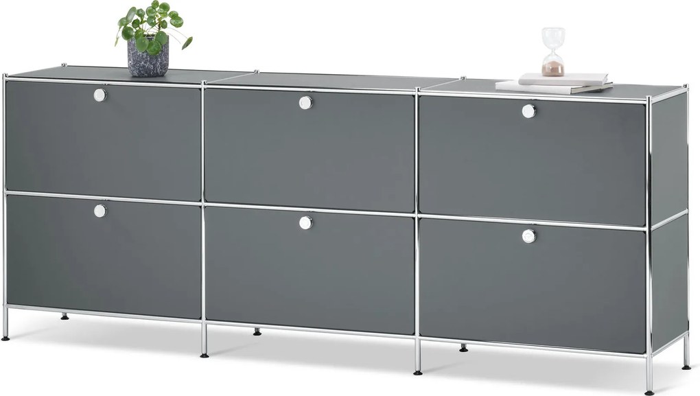 Tchibo - Odkládací skříňka CN3 se 6 výklopnými dvířky, šedá