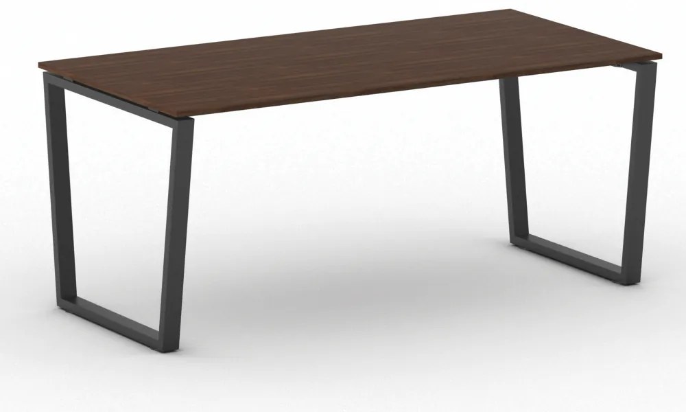 Kancelářský stůl PRIMO IMPRESS, 180x90 cm, černá podnož, ořech