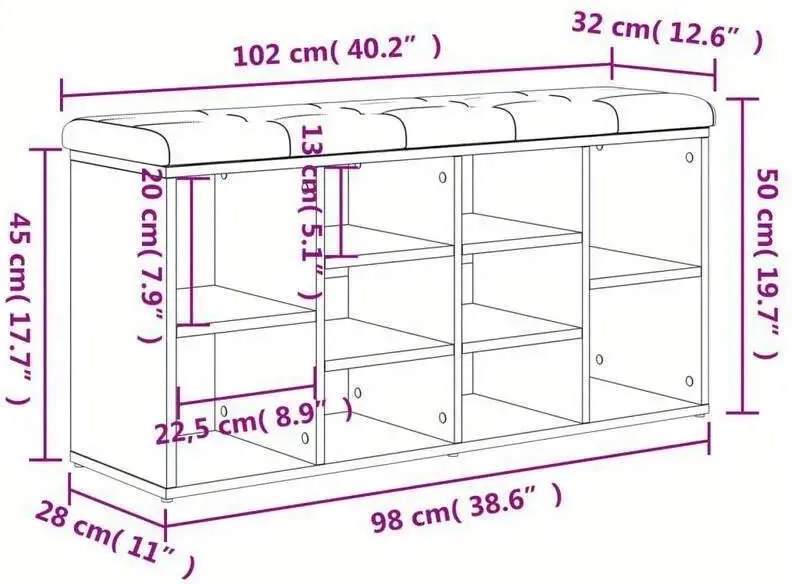 Botník s lavicí, dřevo, látka, dub sonoma, šedá, NoBi FADDY TYP 3