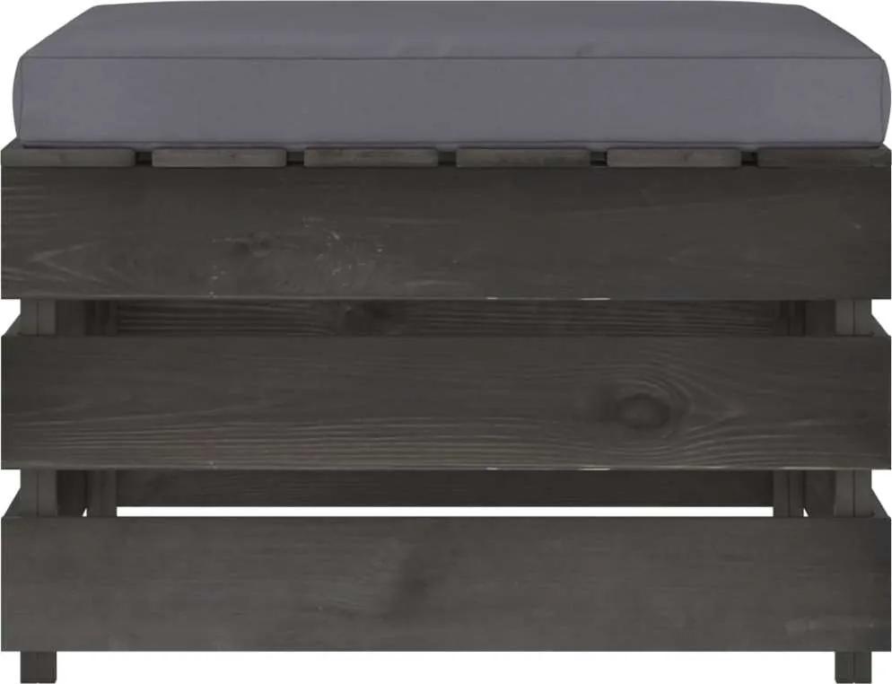 vidaXL Dílčí taburet s poduškou šedě impregnované dřevo [3074524] Barva: antracitová a hnědá