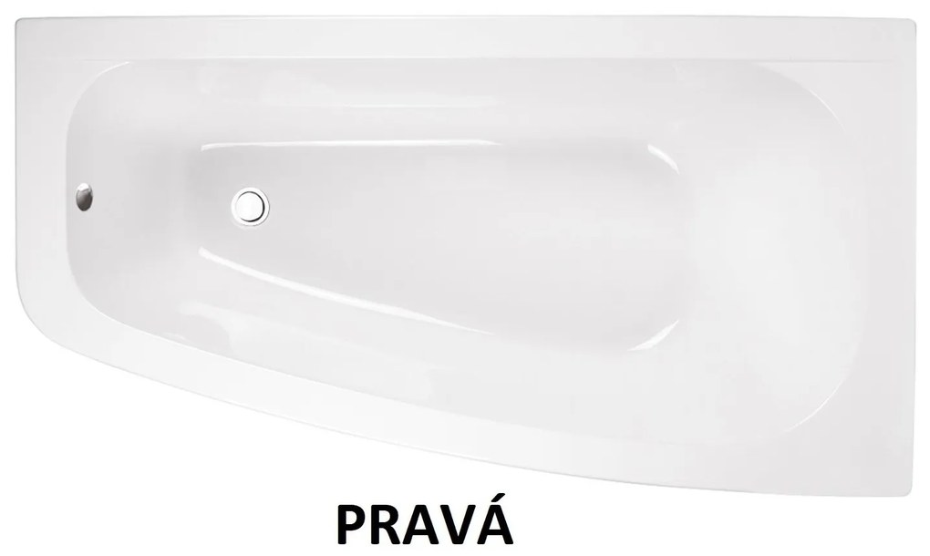 Hopa LUNA vana 150 x 80 cm asymetrická pravá vč. nožiček VANLUN150P+OLVPINOZ