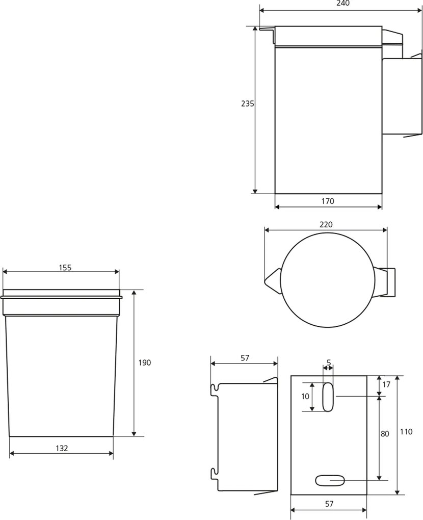 Sapho, Odpadkový koš závěsný 3l, broušená nerez, XP017