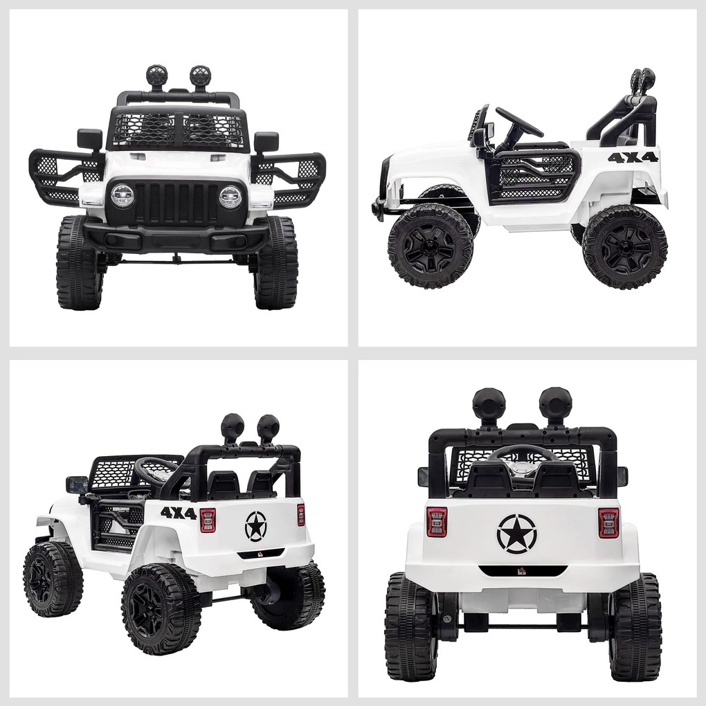 HOMCOM Dětské Elektrické Auto pro Děti od 3 Let - Všestranný Buggy s 12V Baterií, 2 Motory, Dálkovým Ovladačem 2.4G, Světlomety, Klakson, Nastaviteln…