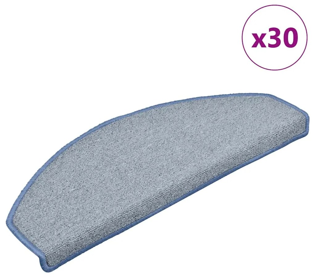 Schodové rohože 30 ks 65 x 24 x 4 cm světle šedo-modré, půlkulaté, velké 3365764