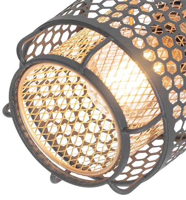 Designové stropní svítidlo černé se zlatým 4-světelným podlouhlým - Noud