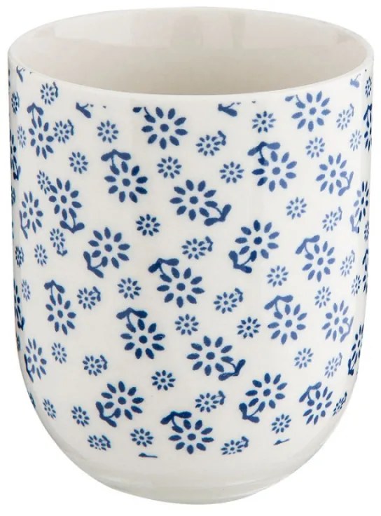 Porcelánový kalíšek na čaj s drobnými modrými květinami – 100 ml